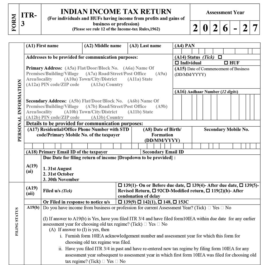 Step-by-Step Guide to File ITR 3 Online for AY 2026-27