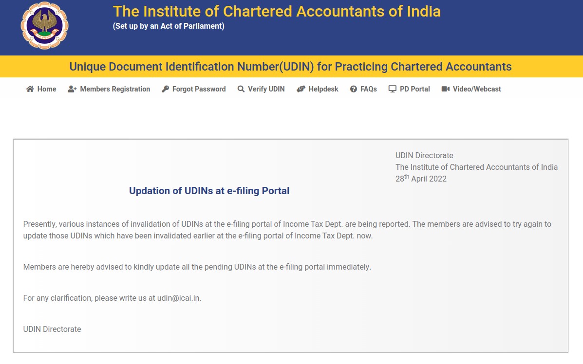 Steps to Generate ICAI UDIN Registration for GST & Tax Audit Reports