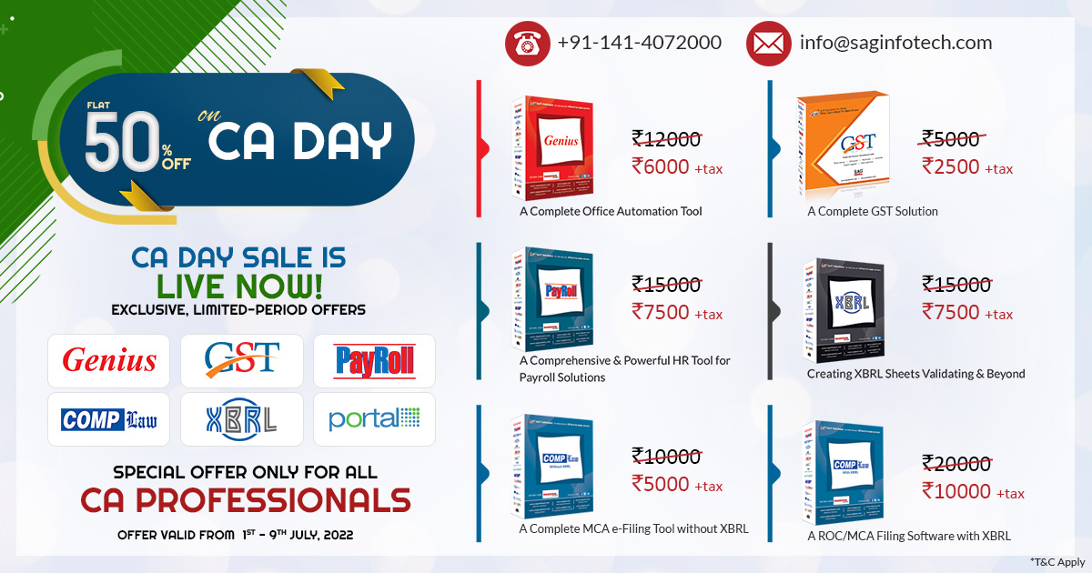 50% Off on CA Day 2020 for Chartered Accountants in India | SAG Infotech